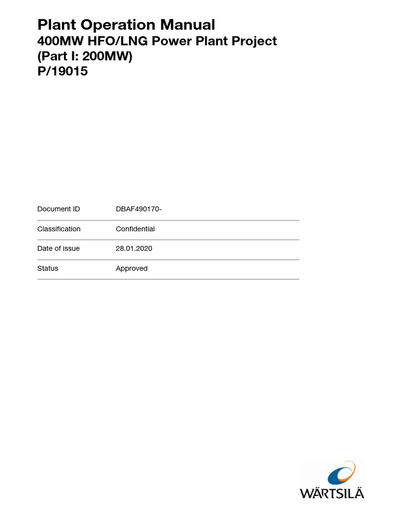 Plant Operation - Operation Manual | PDF | Fuel Oil | Engines