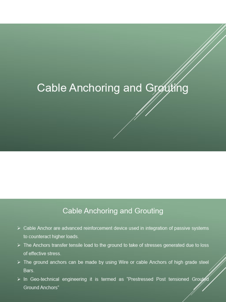 5 Cable Anchoring and Grouting | PDF | Prestressed Concrete | Materials