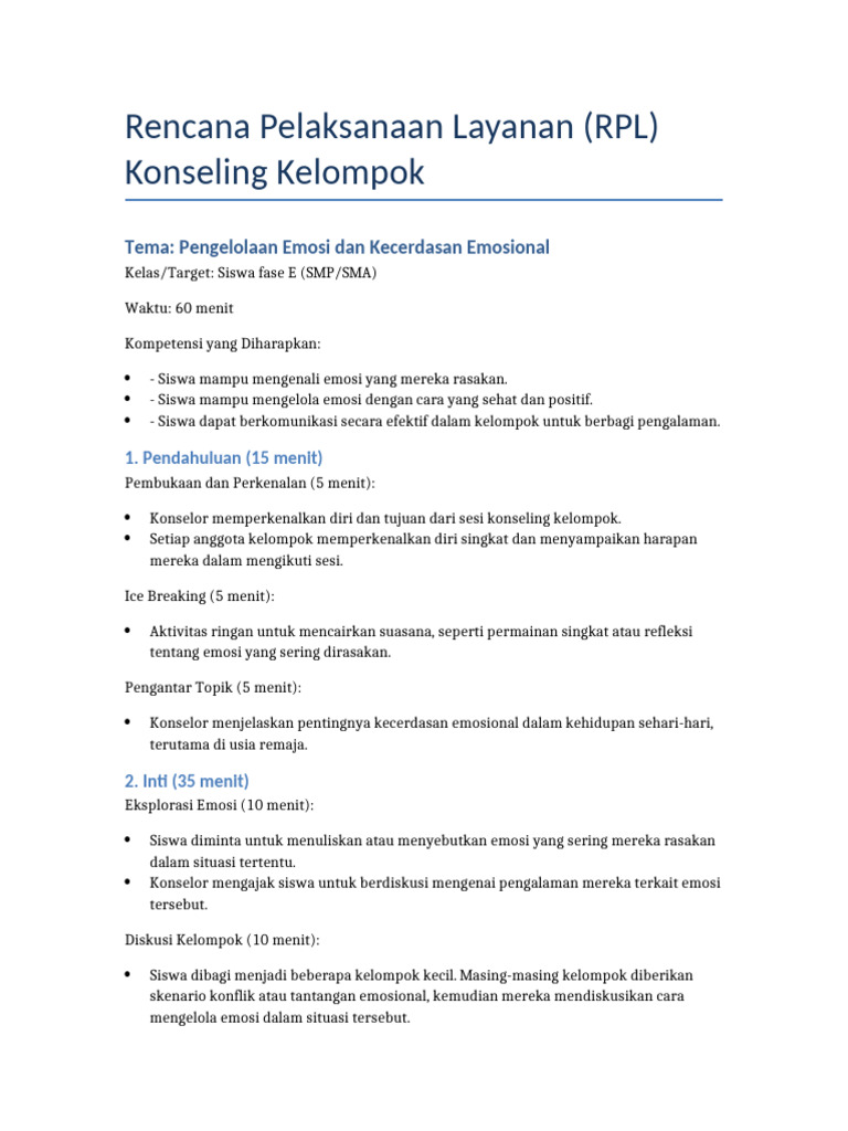 RPL Konseling Kelompok | PDF | Karier & Perkembangan | Pengembangan Diri