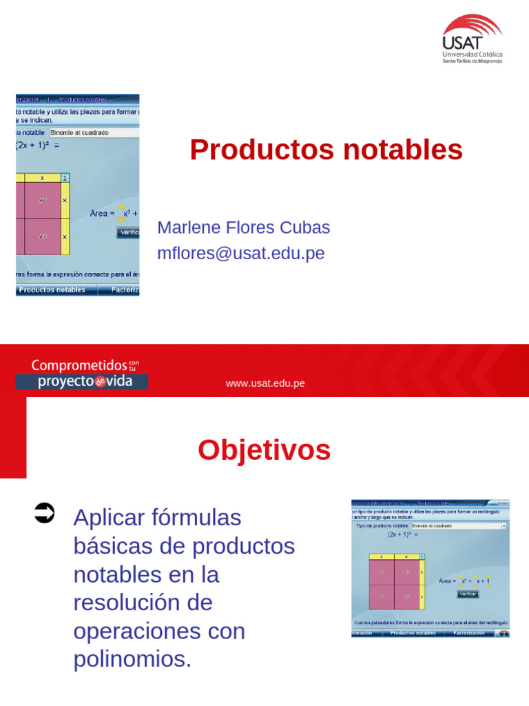 Productos Notables: Fórmulas y Representaciones | PDF | Métodos y ...