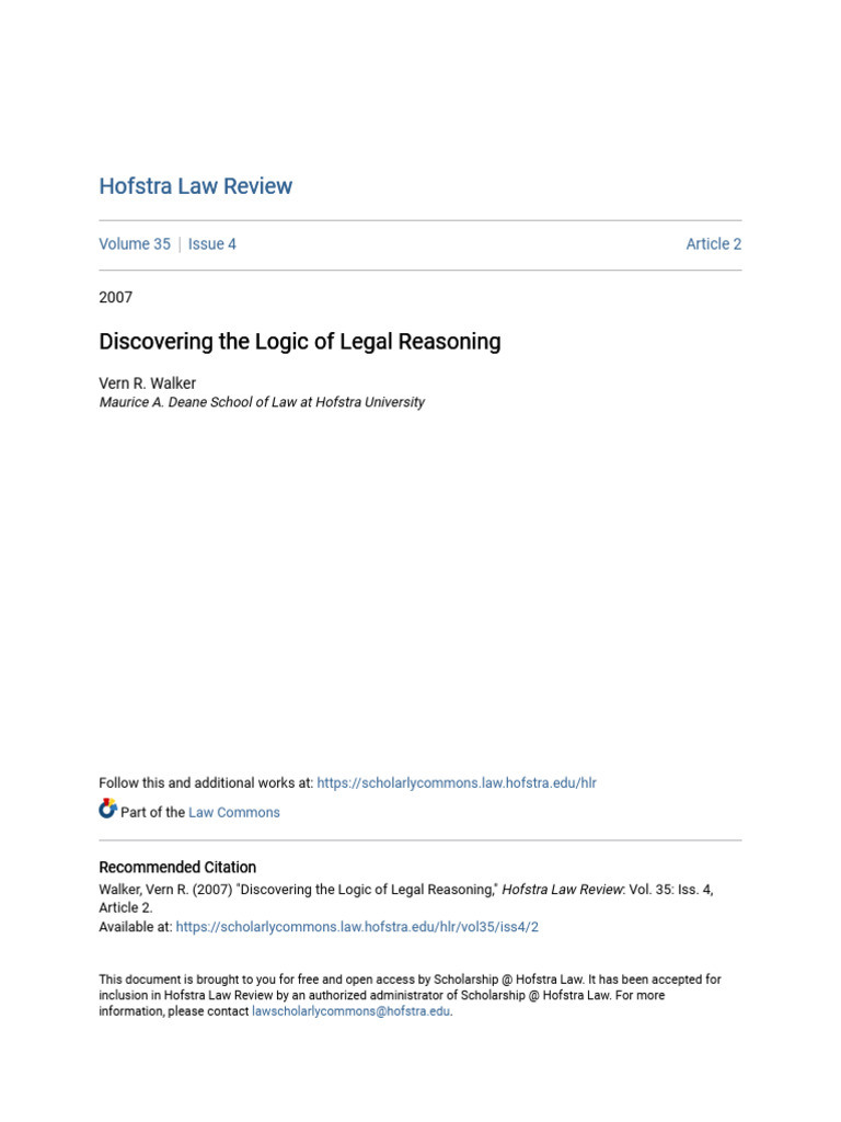 Discovering The Logic of Legal Reasoning | PDF | Evidence (Law) | Logic