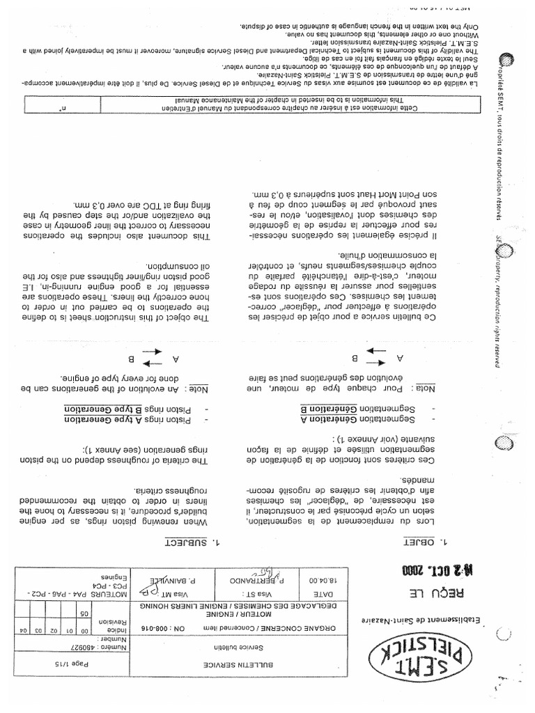 Pielstick - Service Bulletins, Fax Etc. v3 | PDF