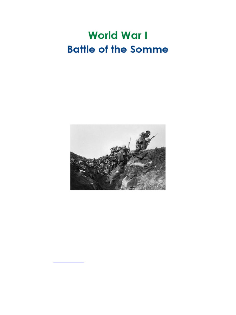 World War I The Battle of Somme | PDF | Battle Of The Somme | Trench ...