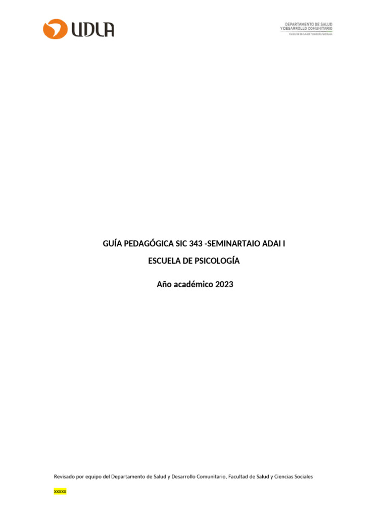 Guia Pedagogica Seminario Adai I (Sic 343) | PDF | Sicología | Pedagogía Guia Pedagogica Seminario Adai I (Sic 343) | PDF | Sicología | Pedagogía