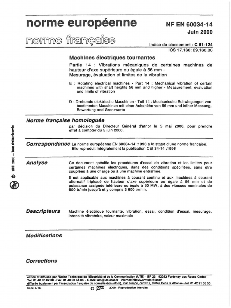 NF EN 60034-14 - Machines Électriques Tournantes | PDF