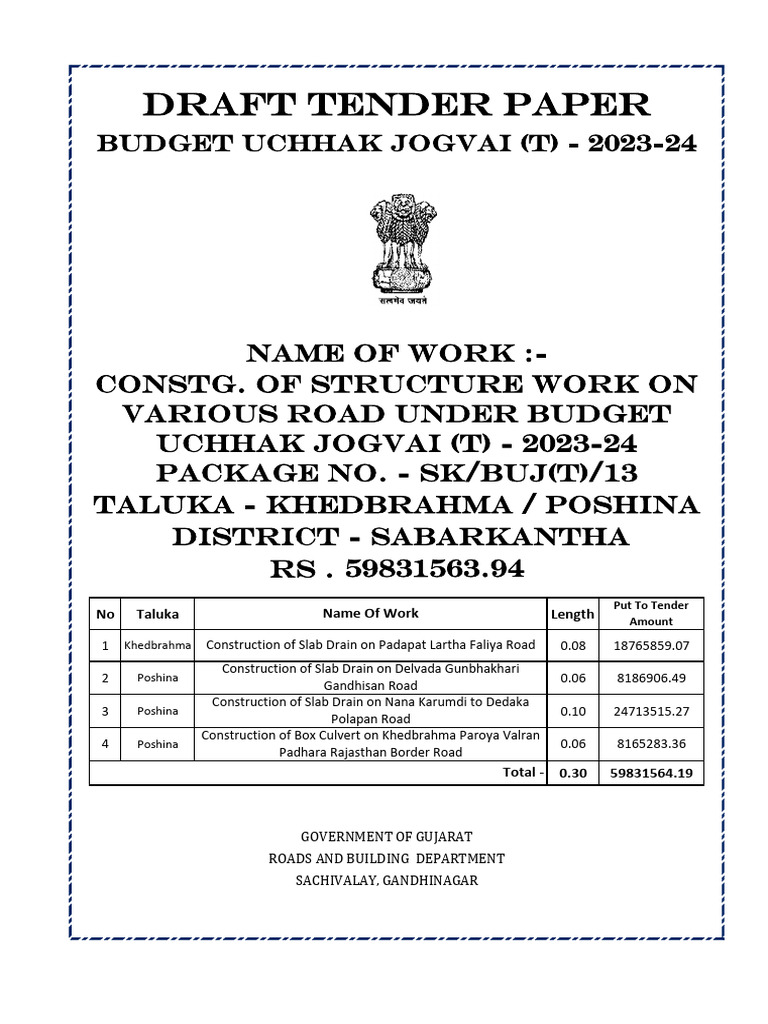 Work Details - BUJ - Khed Pkg-13 | PDF