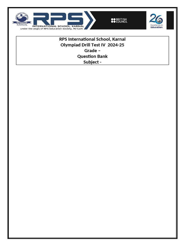 Olympiad Question Bank Blank Format | PDF