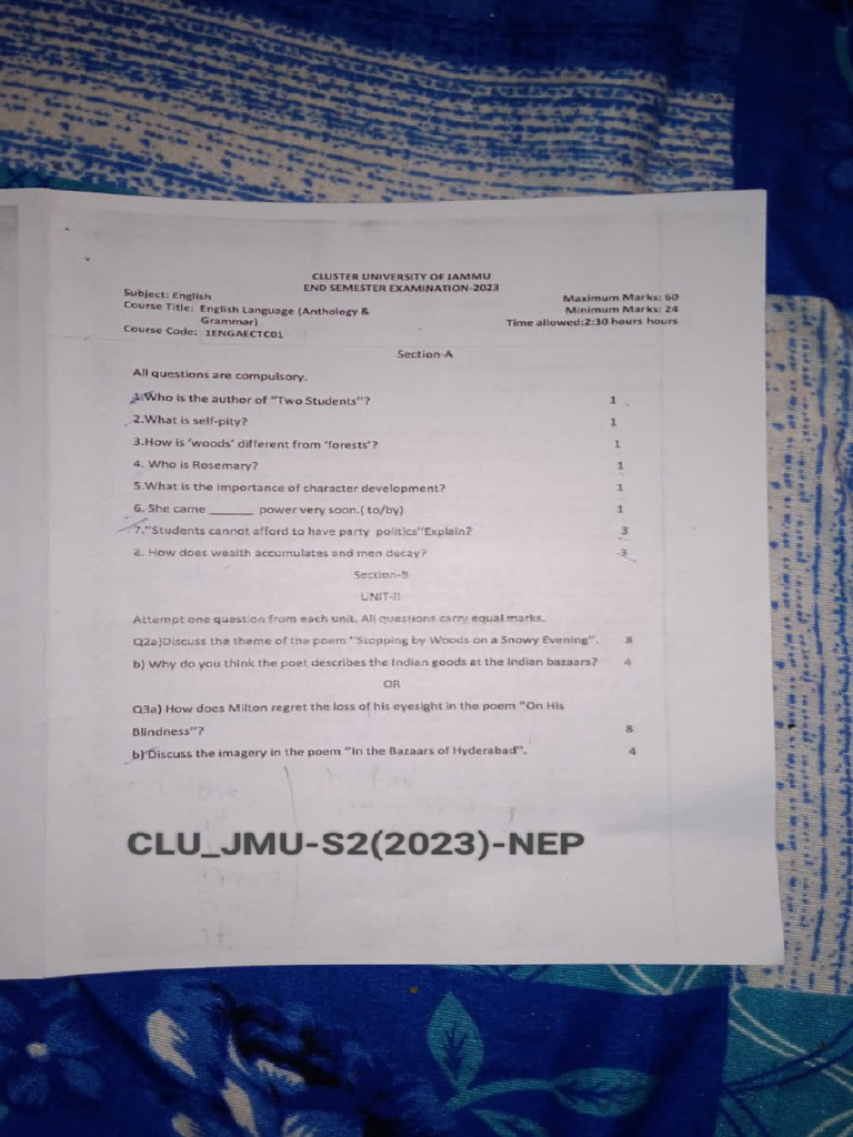 English Clu Jmu s2 (2023) Nep 2 | PDF