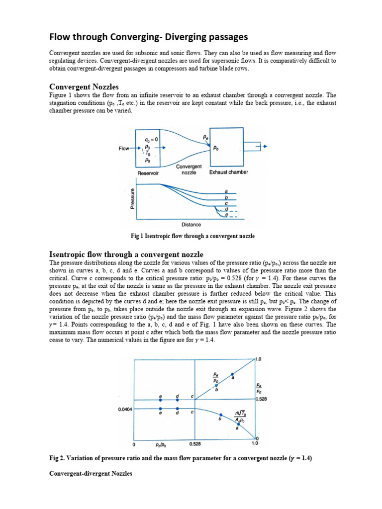 Flow Through Converging-Diverging Passages: Convergent Nozzles | PDF ...