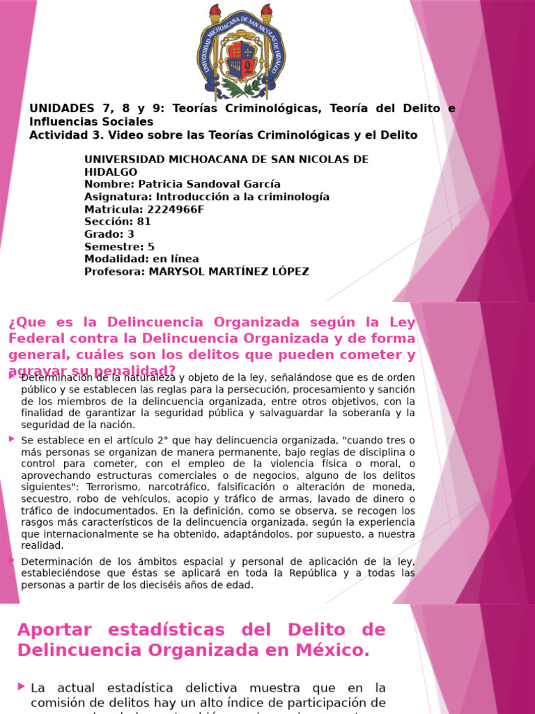 Actividad 7 8 9 Sandoval Garcia Patricia Video Introducción Criminología | PDF | Crimen ...