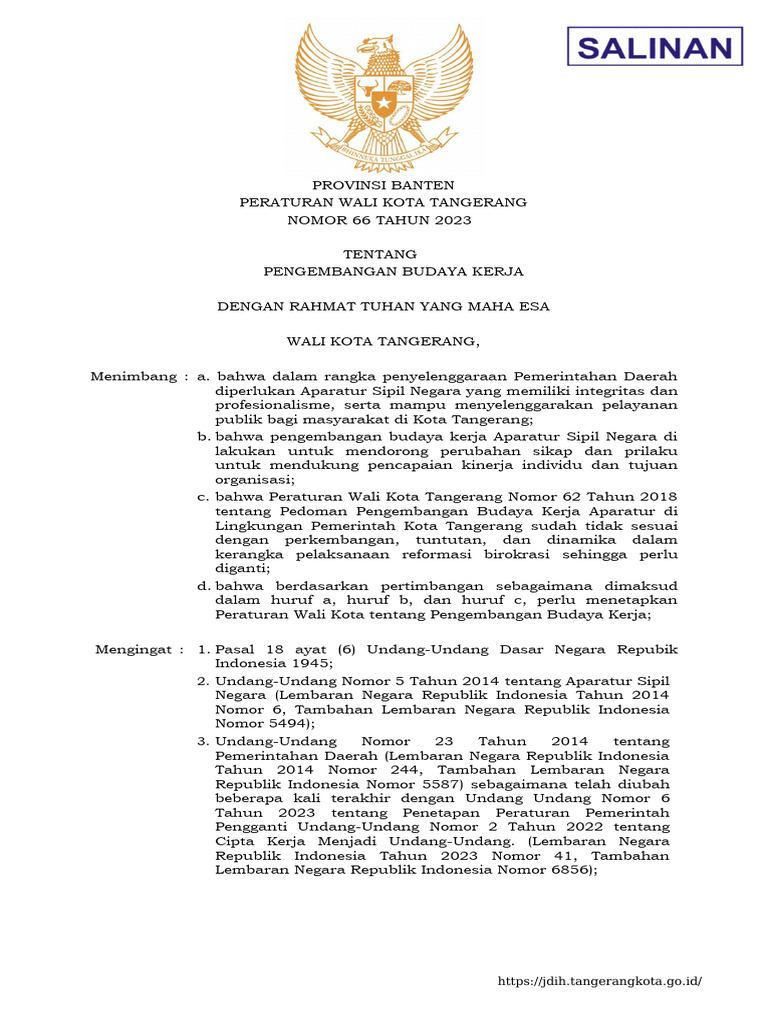Perwal 66 Tahun 2023 | PDF