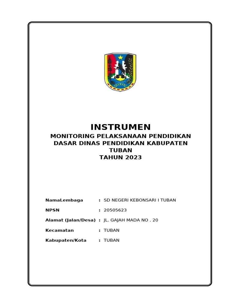 Instrumen Monev Pendidikan 2023 | PDF