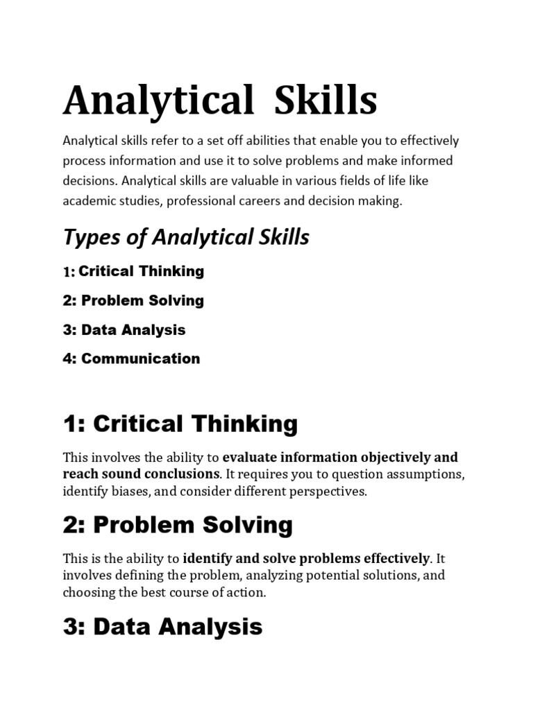 Analytical Skills | PDF | Career & Growth