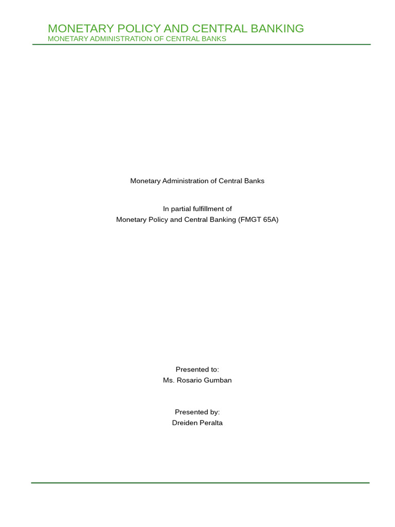 Monetary Administration of Central Banks | PDF | Bretton Woods System | Monetary Policy