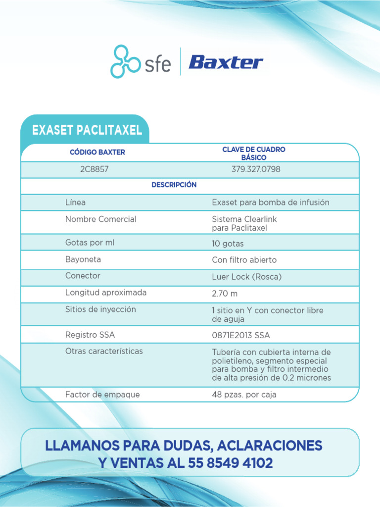 Equipos de Especialidad para Bombas Colleague CXE Exaset Paclitaxel | PDF