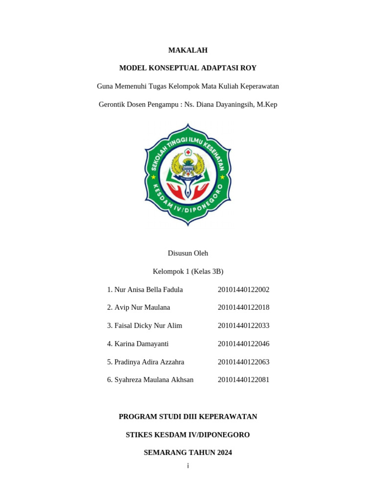 Makalah Model Konseptual Adaptasi Roy | PDF