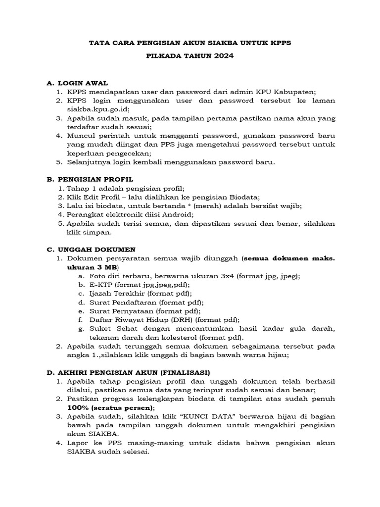 Tata Cara Pengisian Akun Siakba Untuk KPPS | PDF | Pengelolaan Keuangan ...