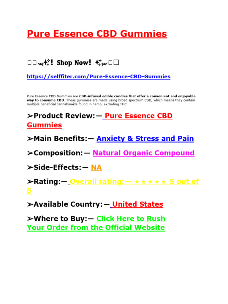 Pure Essence CBD Gummies Review | PDF | Cannabis