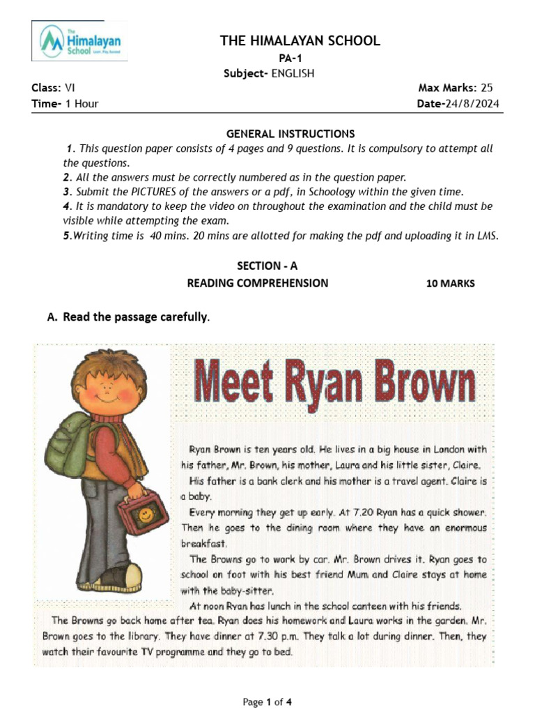 _English Question paper- Grade 6.docx | PDF | Noun | Language Mechanics