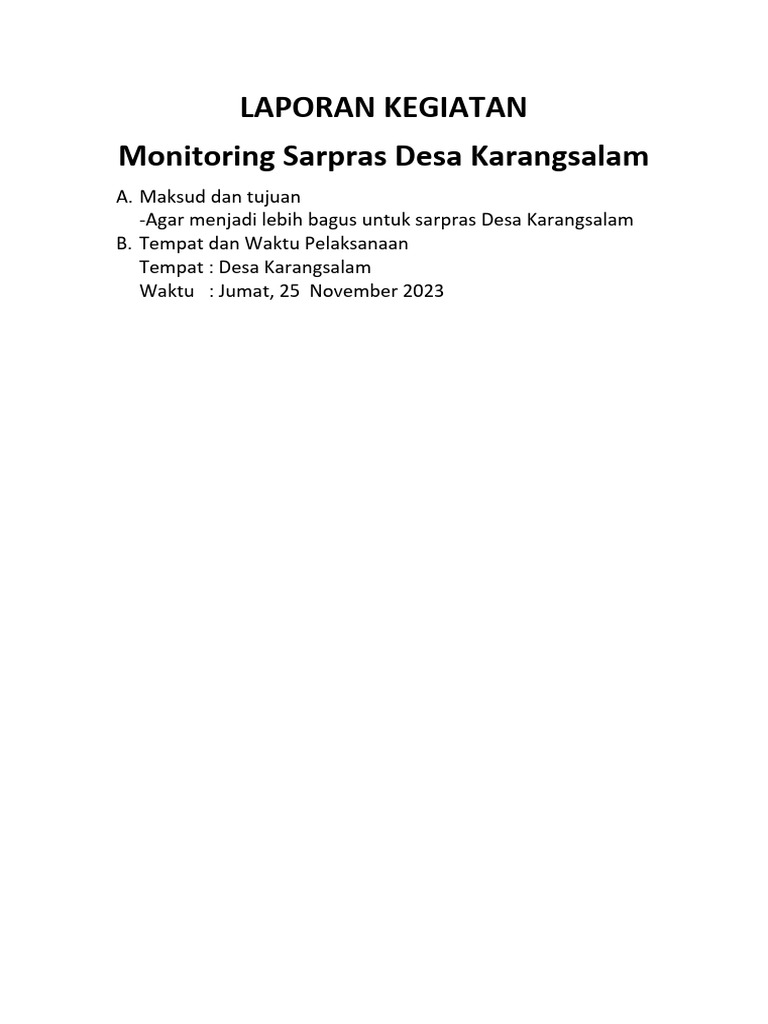 Laporan Kegiatan Monitoring Sarpras | PDF