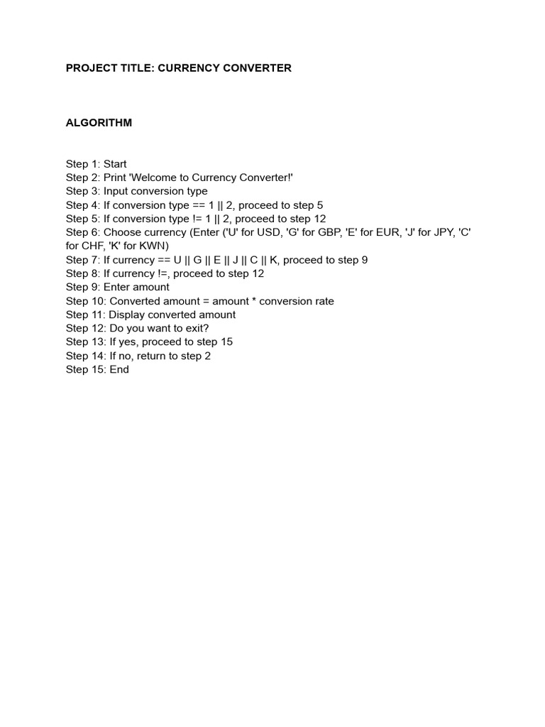 Currency Converter Algorithm Guide | PDF | Currency | Applied Mathematics