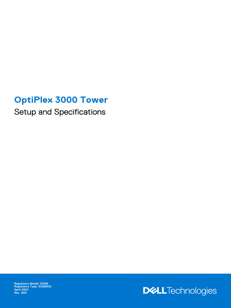 OptiPlex 3000 Tower Setup Guide | PDF | Solid State Drive | Hard Disk Drive