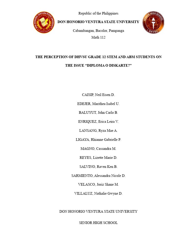 The Perception of Dhvsu Grade 12 Stem and Abm Student On The Issue ...