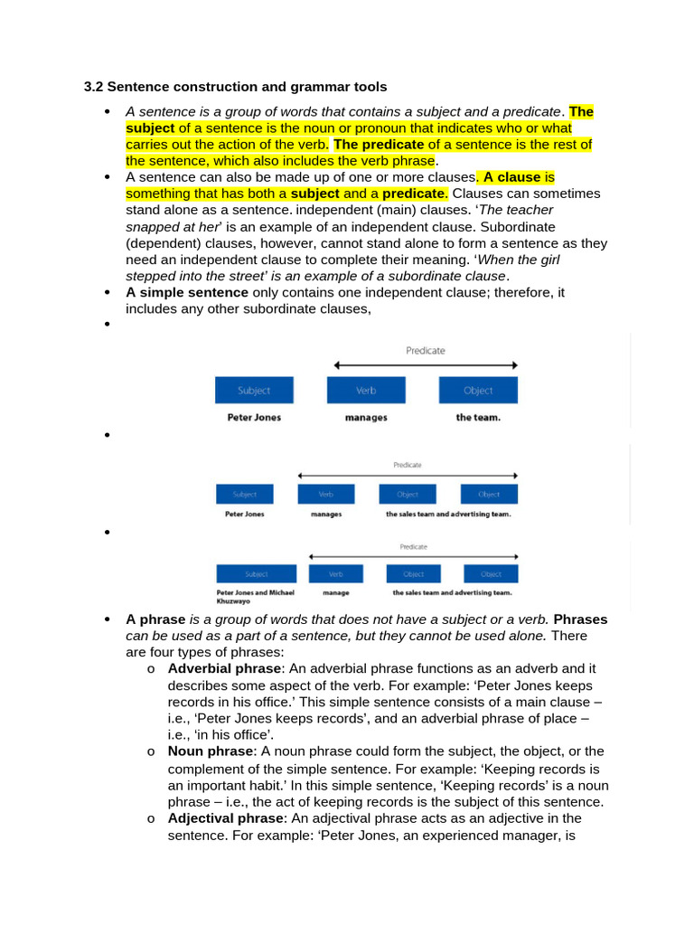 Sentence Structure and Grammar Guide | PDF | Pronoun | Clause