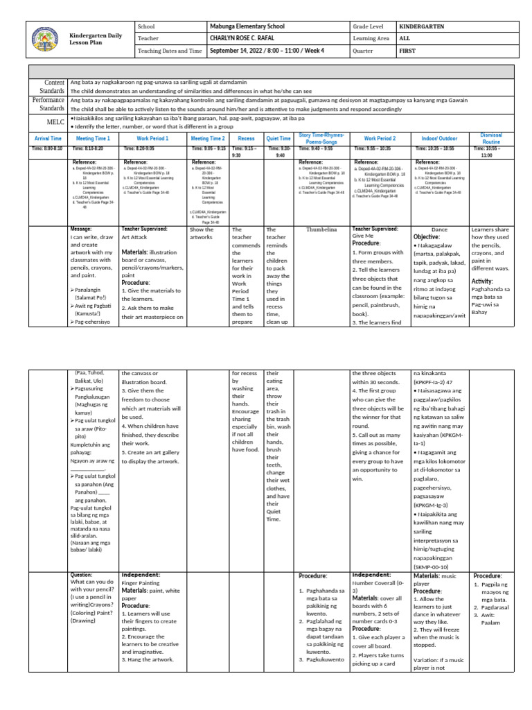 Kinder-New-DLL Week4 - Day3 | PDF | Learning | Behavior Modification