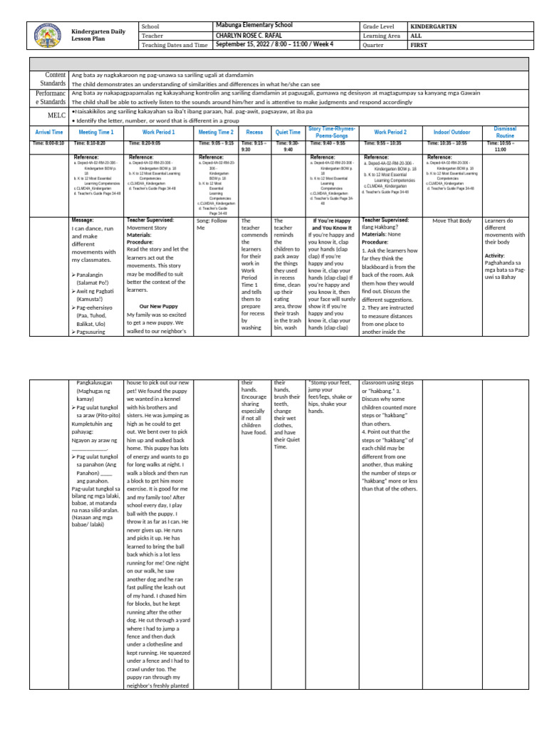 Kinder-New-DLL Week4 - Day4 | PDF | Learning