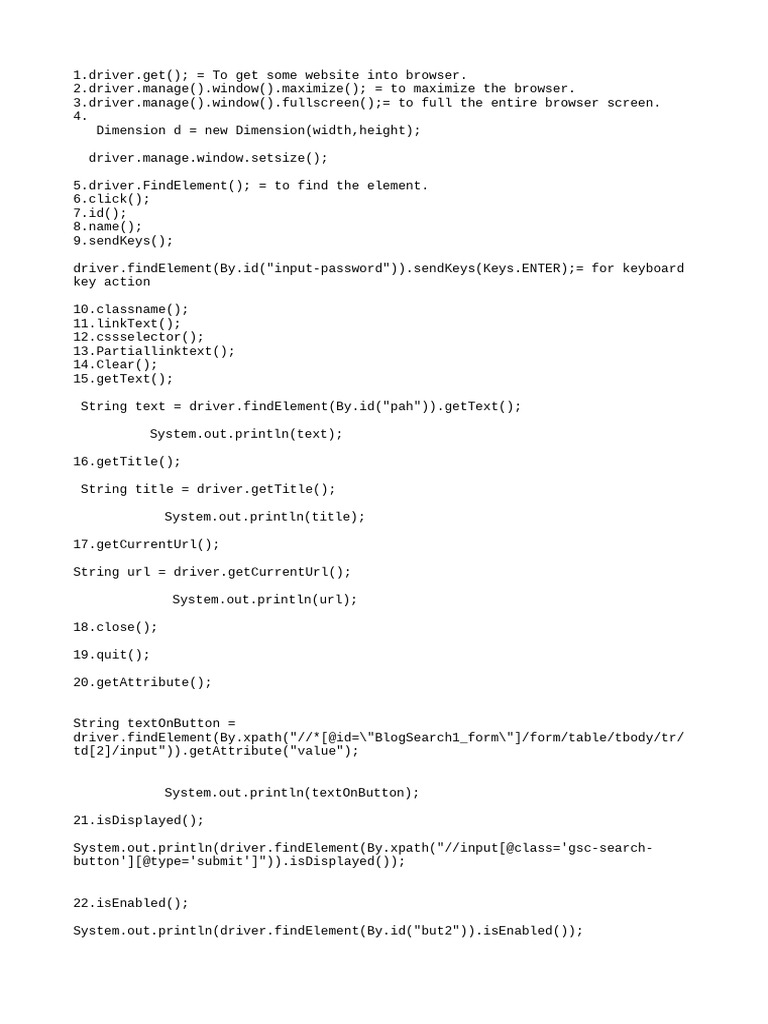 selenium cmds | PDF | Computing | Software