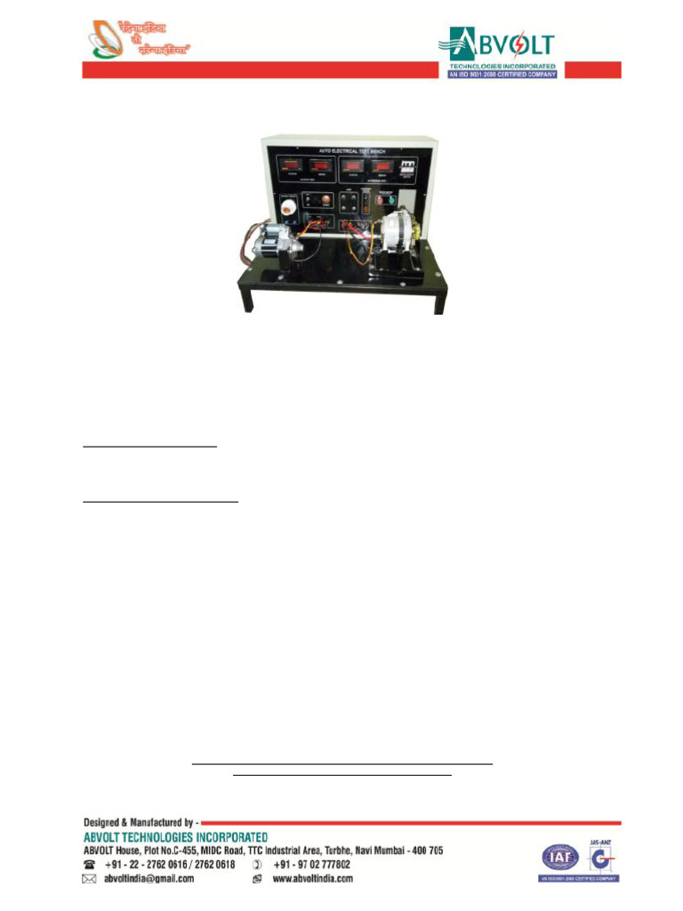 Auto Electrical Test Bench | PDF | Voltage | Power Supply
