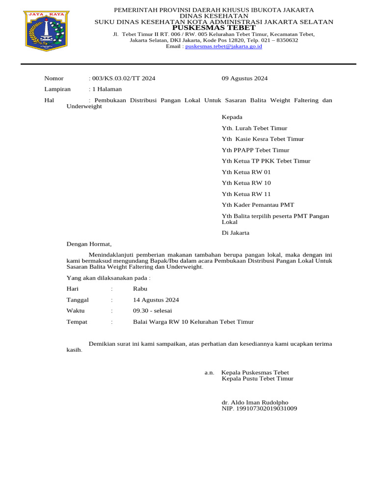 Surat PMT Lokal | PDF