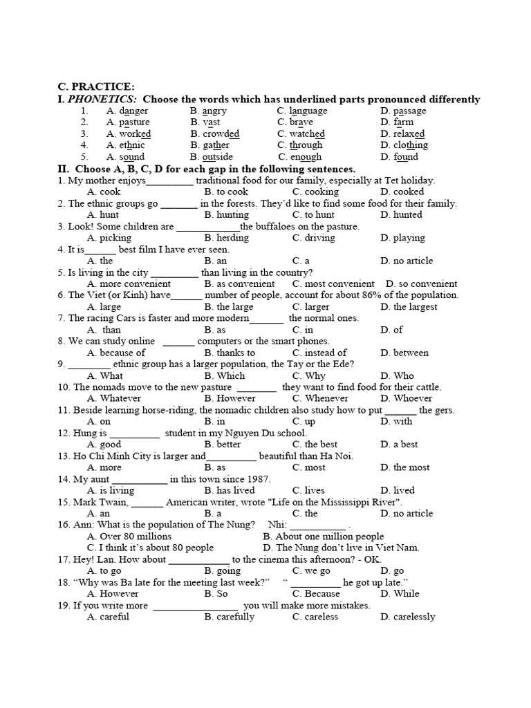 Phonetics and Grammar Practice Exercises | PDF | Museum
