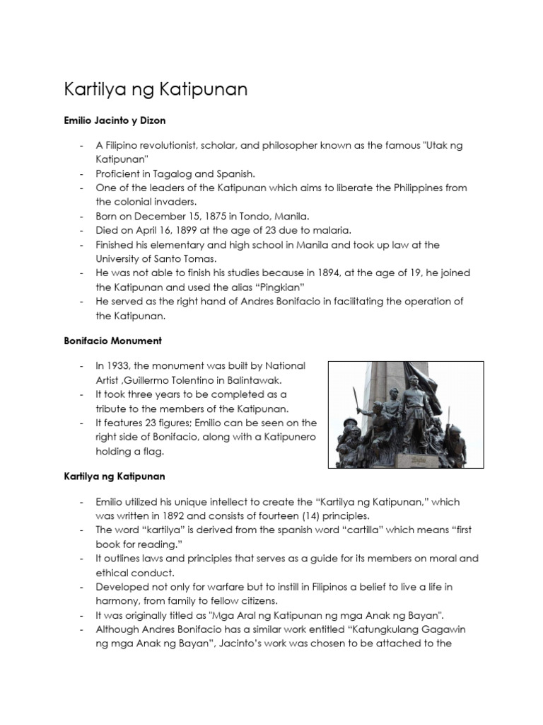 Group 3 Kartilya NG Katipunan Handouts | PDF | Philippines | Spanish East Indies