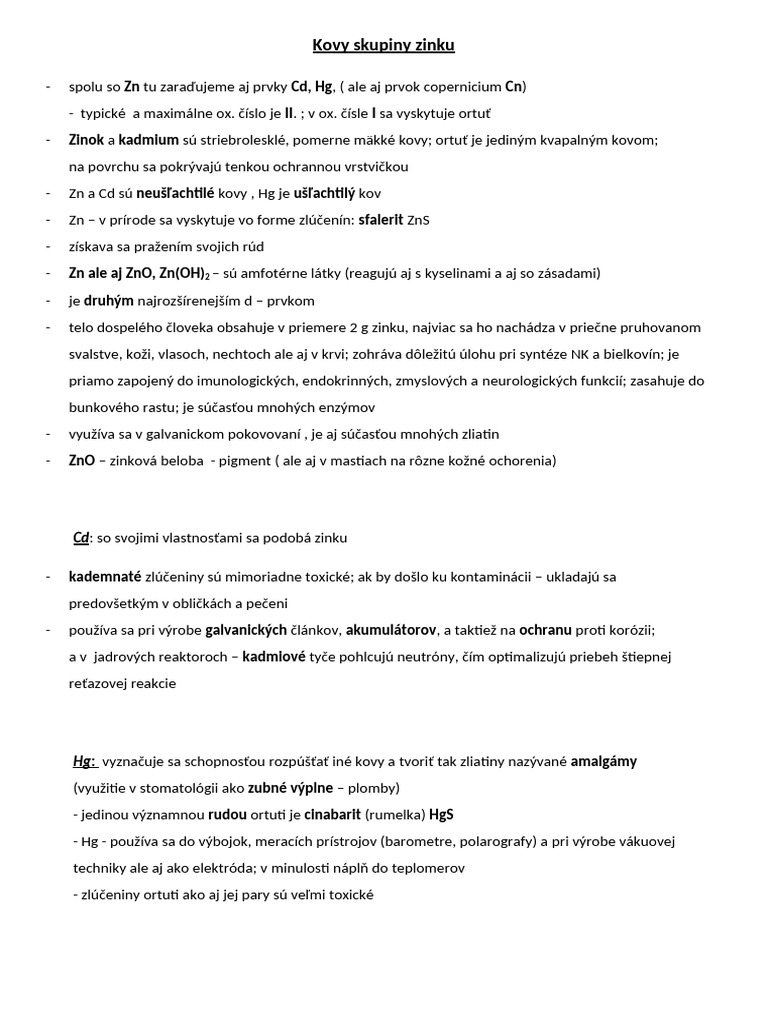 Kovy skupiny zinku | PDF