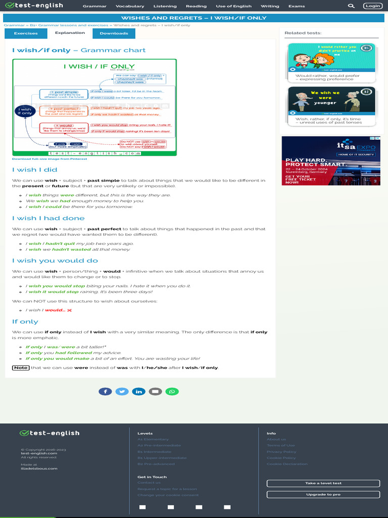 Wishes and Regrets - I Wishif Only - Test-English | PDF | Languages ...