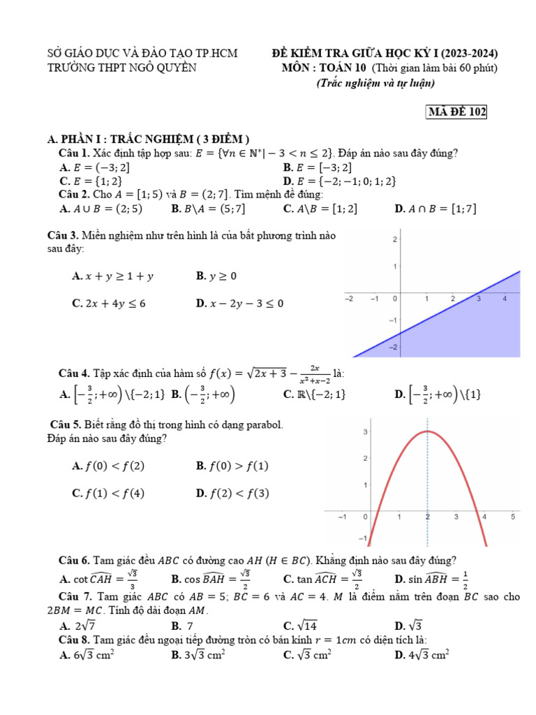 De On GHK1 Toan 10 So 3 | PDF