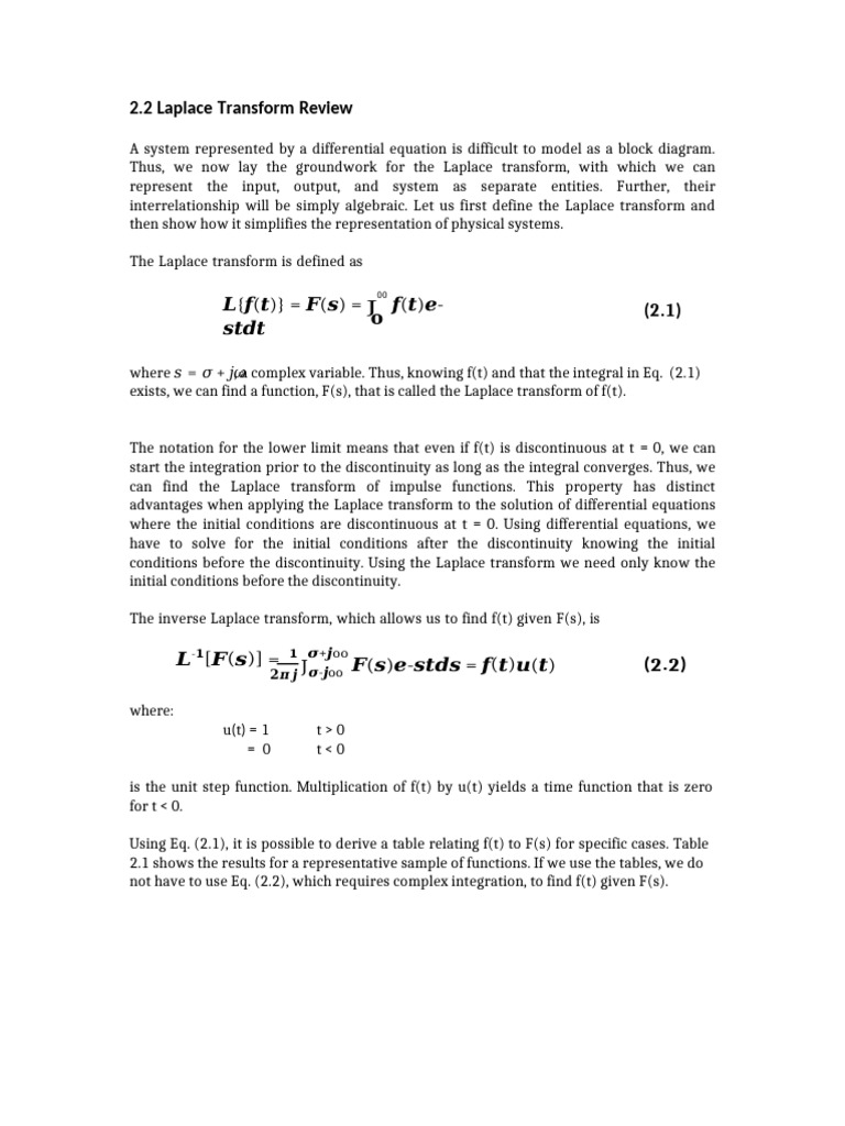Module 2 2 Laplace Transform Review Pdf Laplace Transform