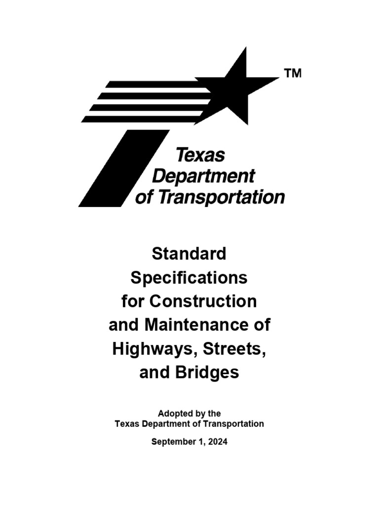 TxDOT Specification (텍사스교통부 표준사양) - 2024 | PDF | Road Surface | Concrete
