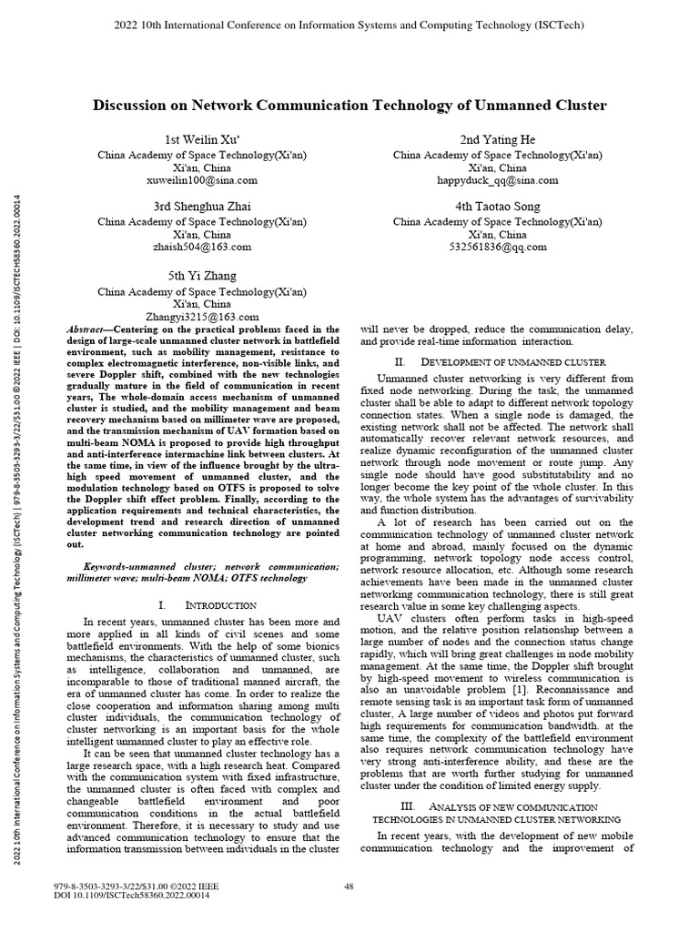 Unmanned Cluster Communication Tech | PDF