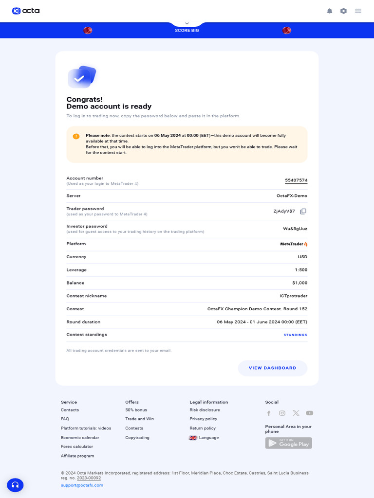 Congrats! Your New Demo Account Is Ready - Octa | PDF | Private Sector ...