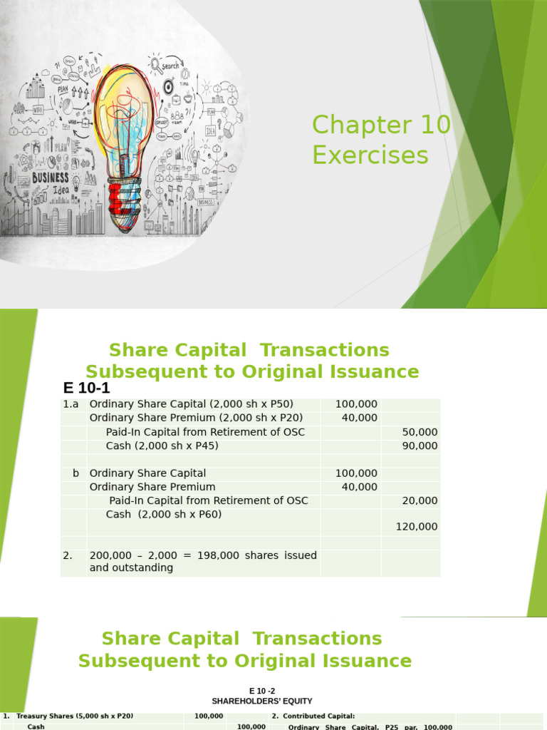 Chapter 10 Exercises | PDF | Treasury Stock | Dividend