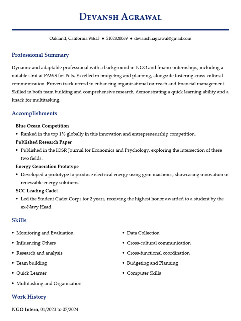 Devansh_Agrawal_Resume | PDF | Multilingualism