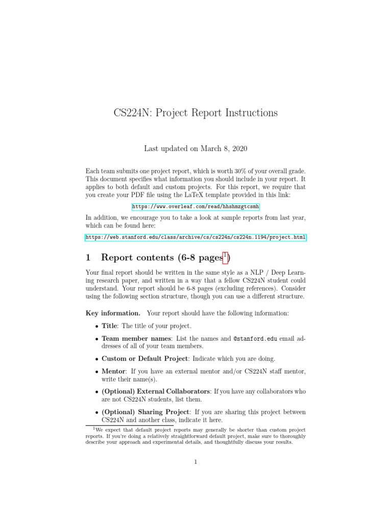 CS224N Project Report Guide | PDF | Quantitative Research | Evaluation