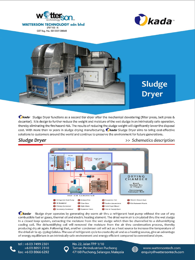 2020 Okada Sludge Dryer Brochure Watterson | PDF | Clothes Dryer