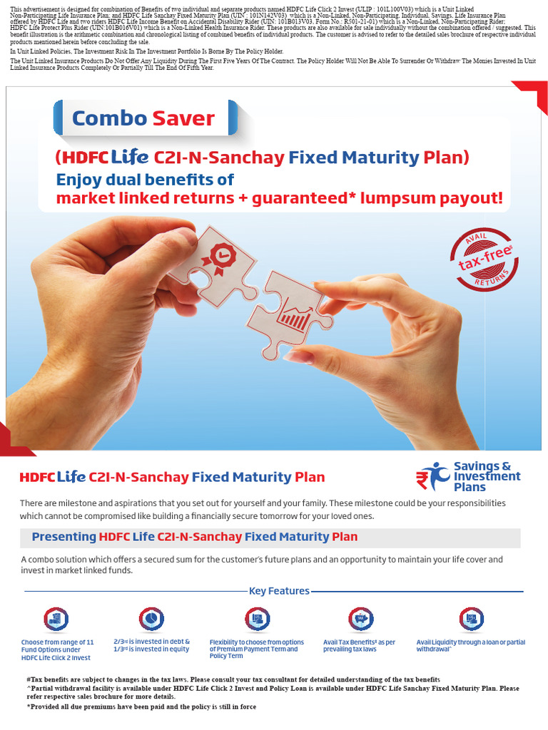 MC05231954 - HDFC Life Sanchay Fixed Maturity Plan One Pager - V3 - HDFC Bank | PDF | Insurance ...