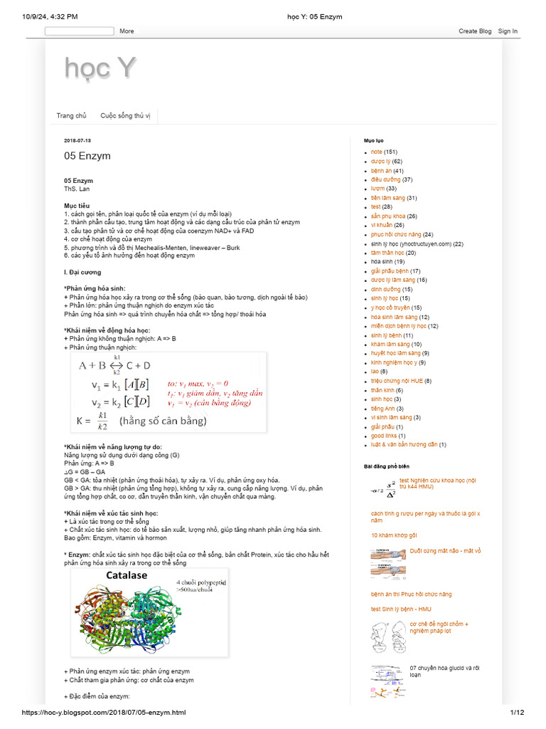 học Y - 05 Enzym | PDF