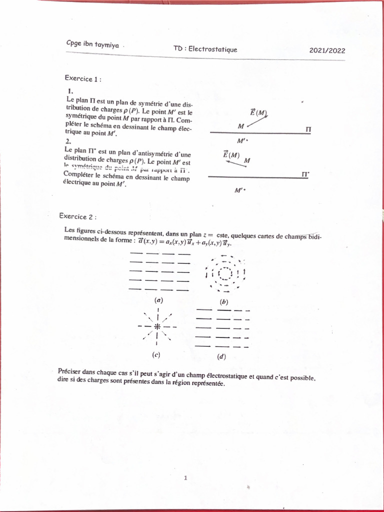 TD Electrostatique | PDF