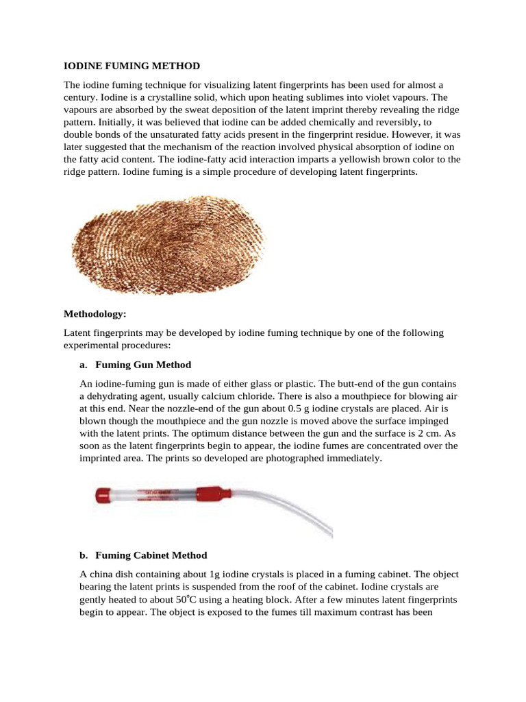 Iodine fuming method | PDF | Fingerprint | Iodine